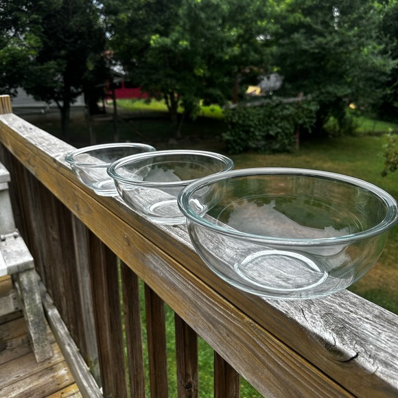 Dining | Vintage Set Of 3 Clear Glass Graduated Nesting Mixing Bowls 9 ...